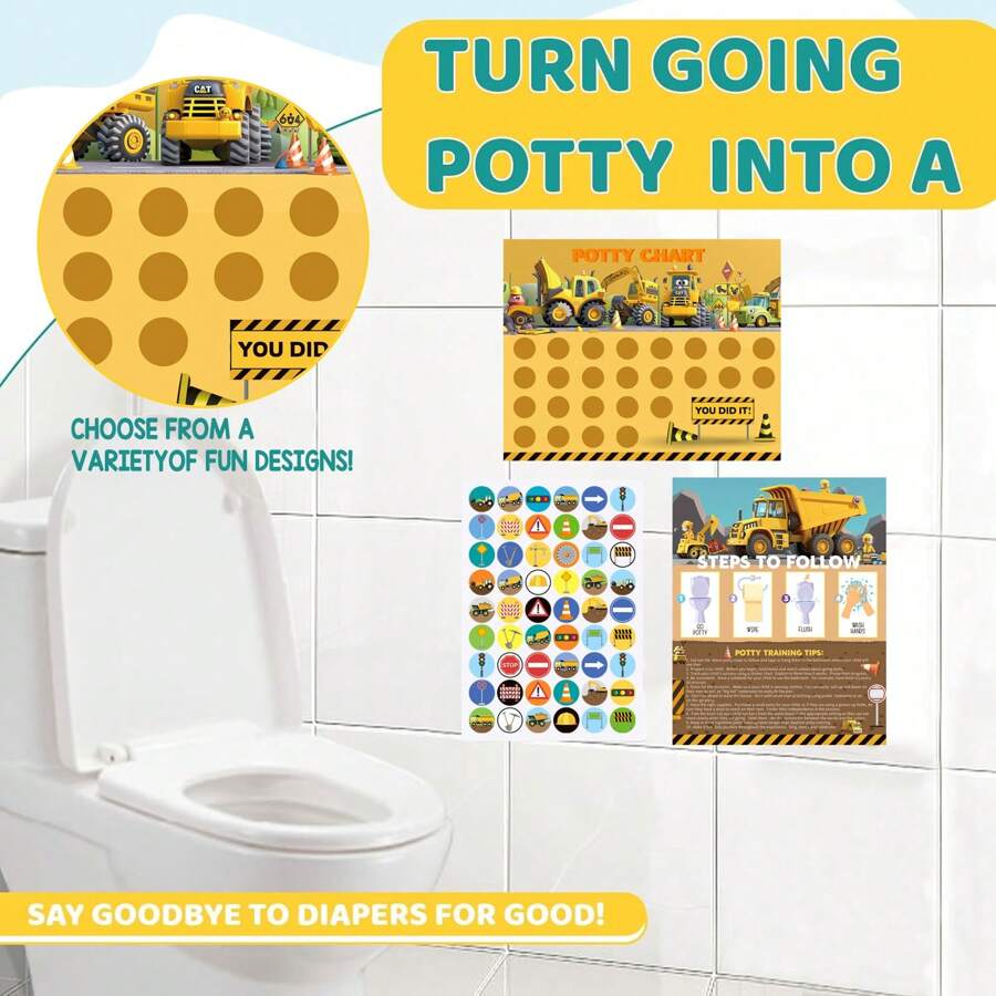 Construction Potty Training Sticker Chart Potty Chart Potty Training ...