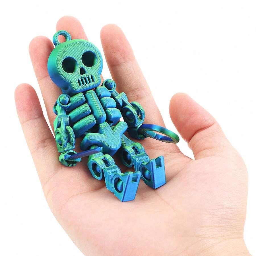 3D Printed Skeleton Robot With Sword And Racket, Posable Articulated ...