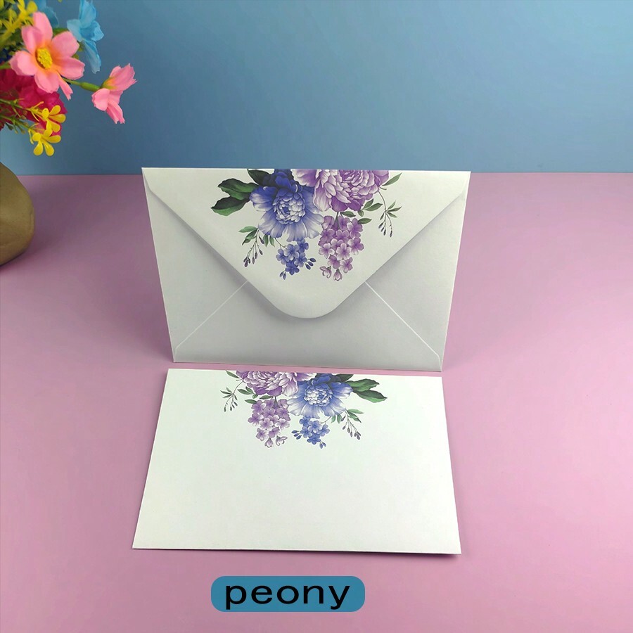 10pcs Elegant Simple Fresh Big Flower White Envelopes & Letter Papers ...