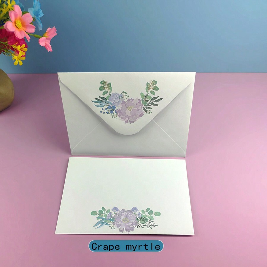 10pcs Elegant Simple Fresh Big Flower White Envelopes & Letter Papers ...