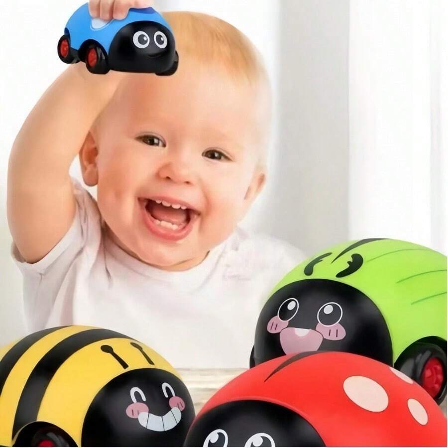 Friction Powered Pull Back Car Toy Set, Fun Cartoon Ladybug Shape ...