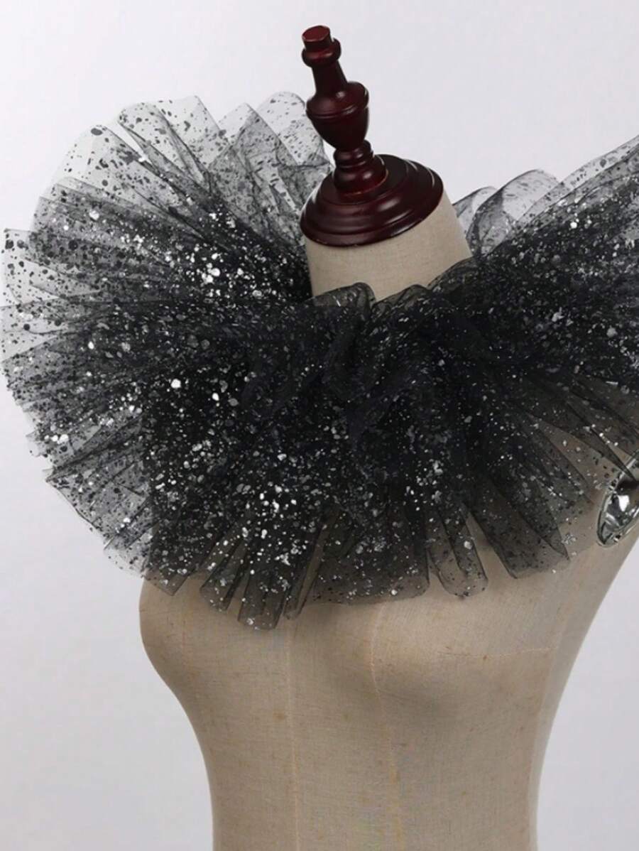 1pc Clown Collar Metallic Print Ruffled Detachable Vampire Costume Neck ...