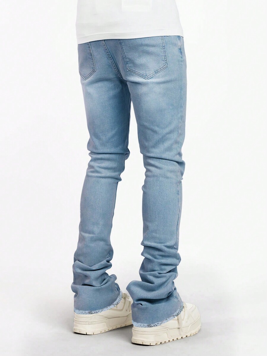 Stretchy Skinny Stacked Jeans, Casual Street Style, Cotton Washed Denim ...