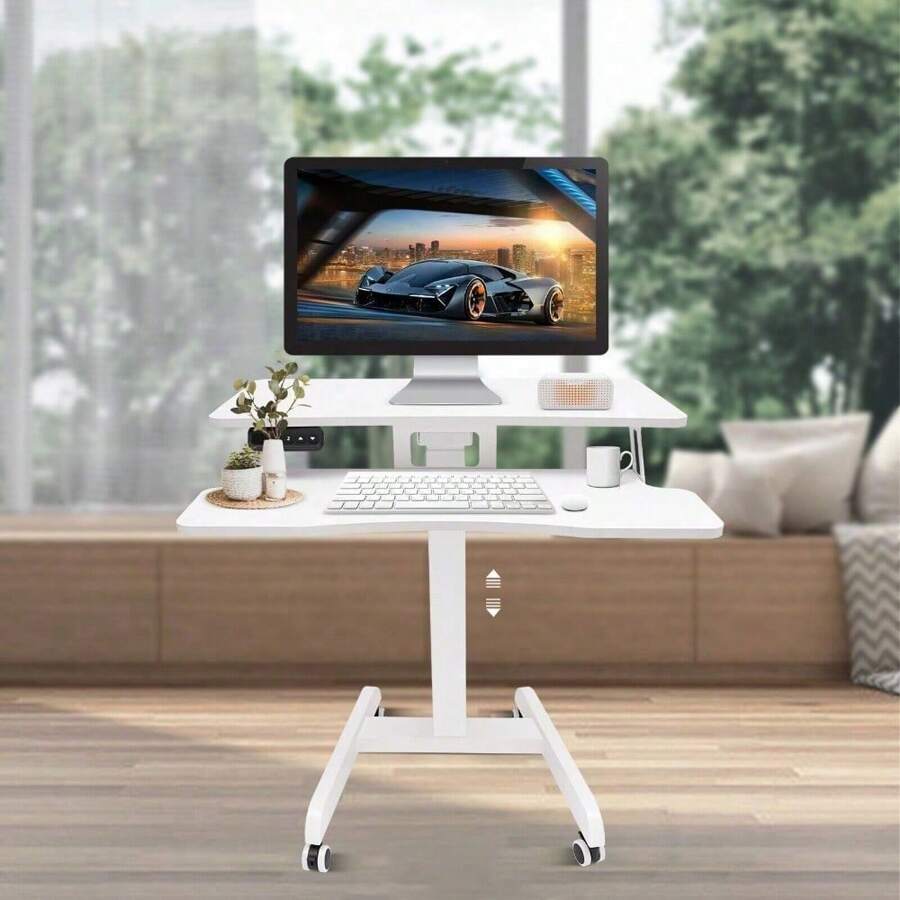 Mobile Standing Desk Adjustable Standing Computer Desk Computer Desk ...