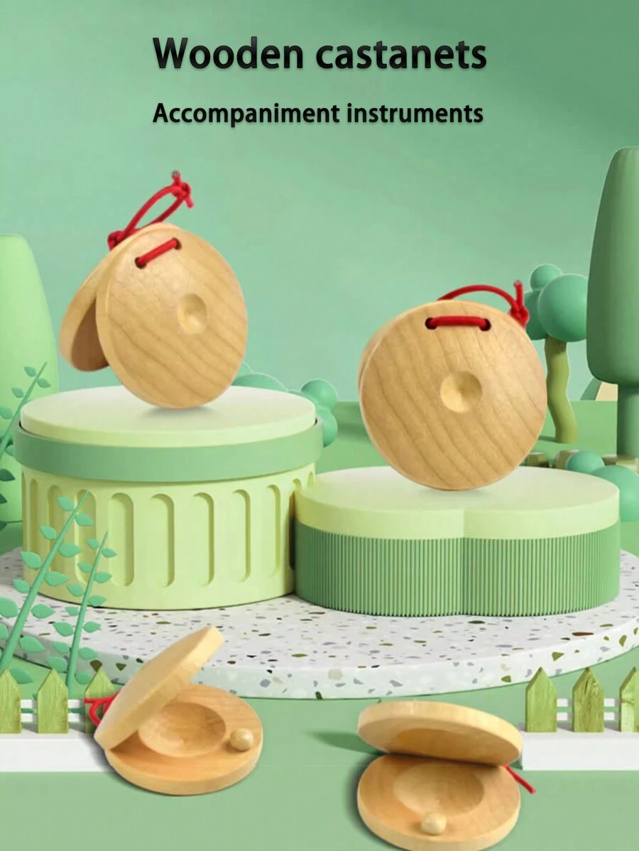 Wooden Castanets Musical Instrument, Orff Percussion Toy, Finger Cymbal ...