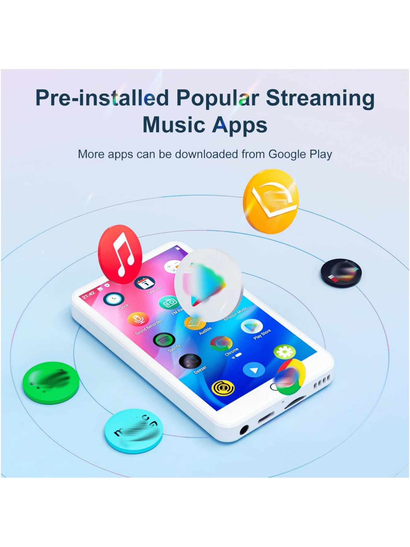 Lecteur MP3 MP4 avec écran tactile 4,0 pouces, WiFi et haut-parleurs ...