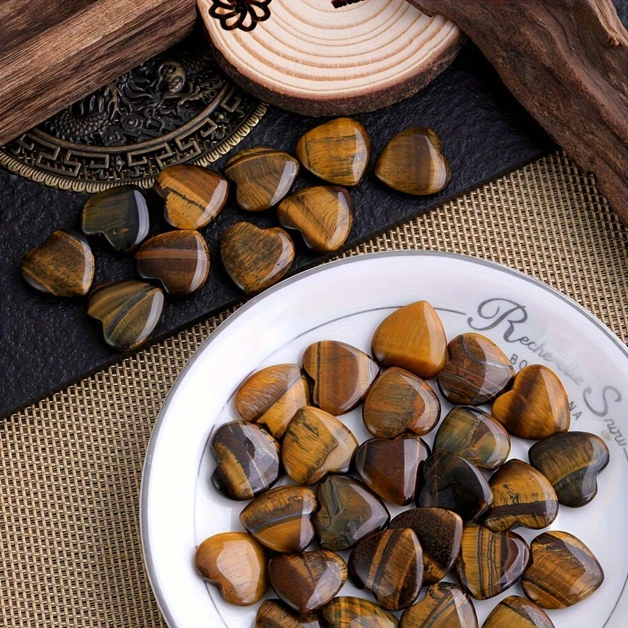 0.8 Inch Natural Healing Crystal Natural Tiger Eye Stone Heart Love ...