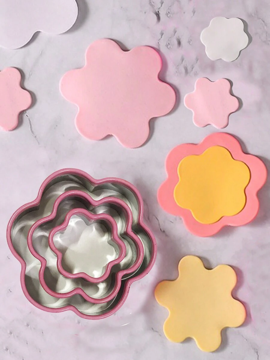 3pcs/Set Clover Flower Shaped Cookie Cutter Silicone Edged Fondant ...