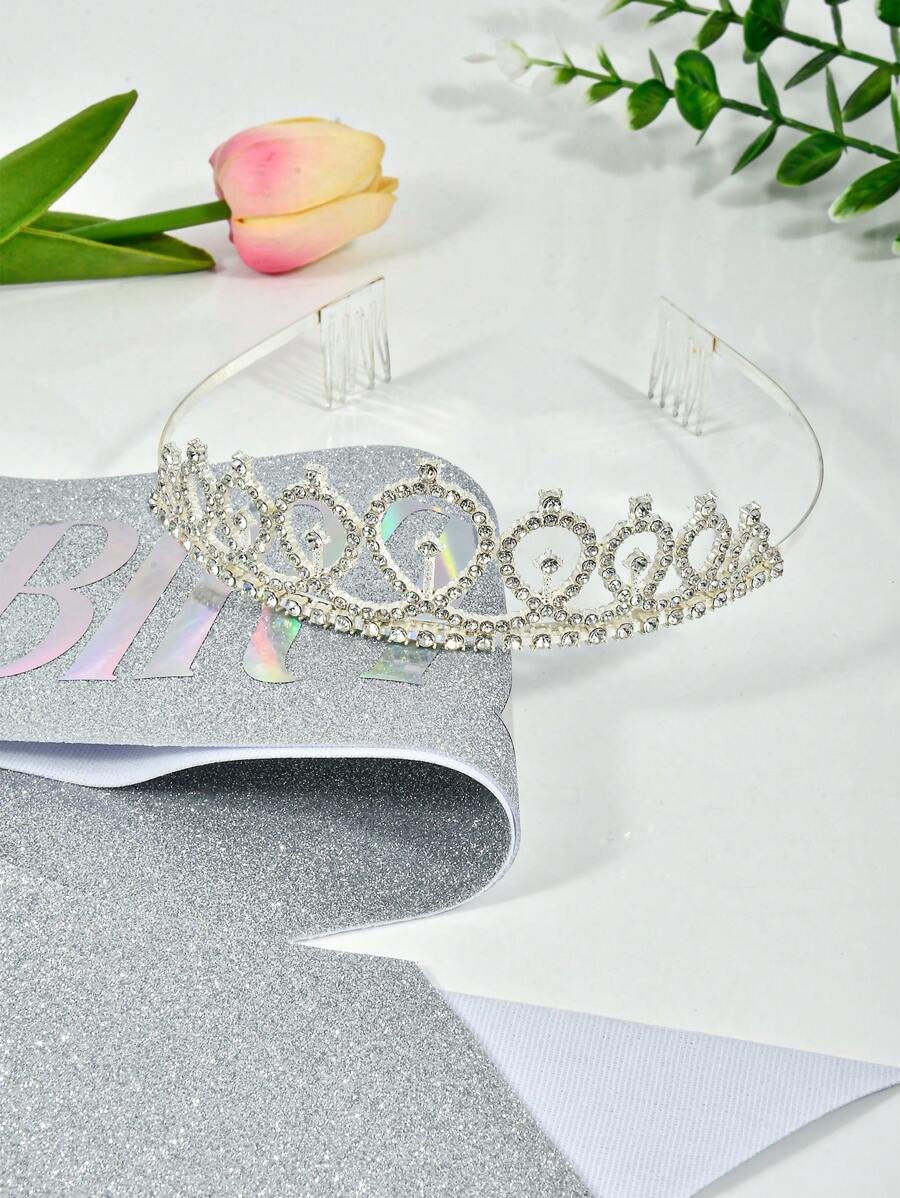 Blue Birthday Crowns For Girl Birthday Queen Sash & Rhinestone Tiara ...