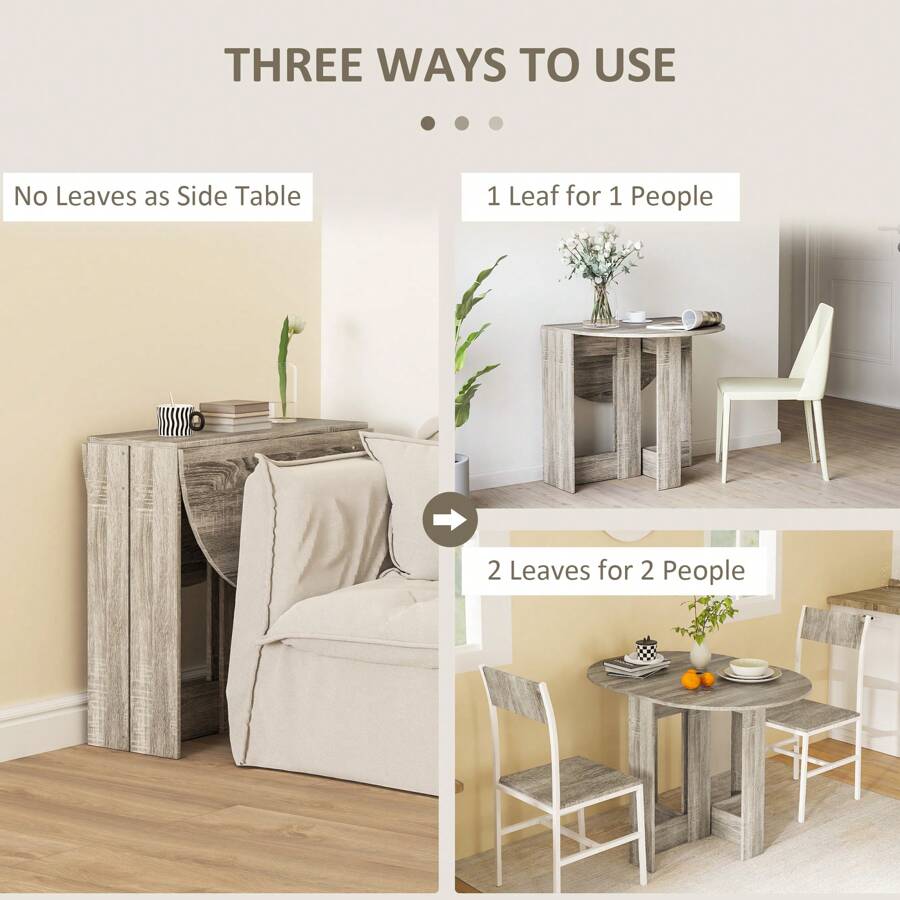 HOMCOM Folding Dining Table, Space-Saving Drop Leaf Table For Small ...