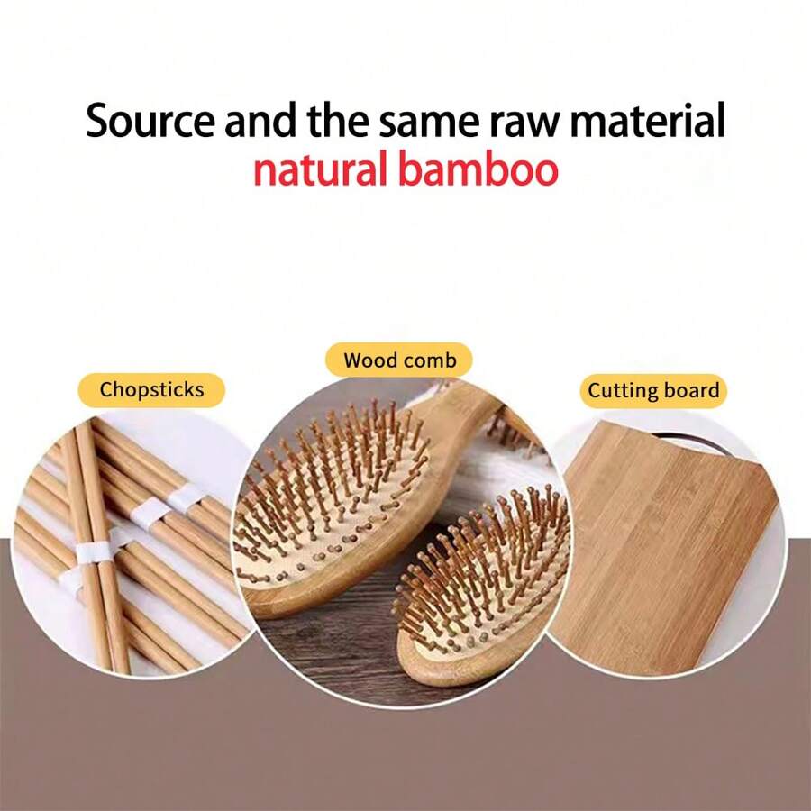Wooden Oval Massage Comb With Circular Bamboo Bead Teeth To Reduce ...