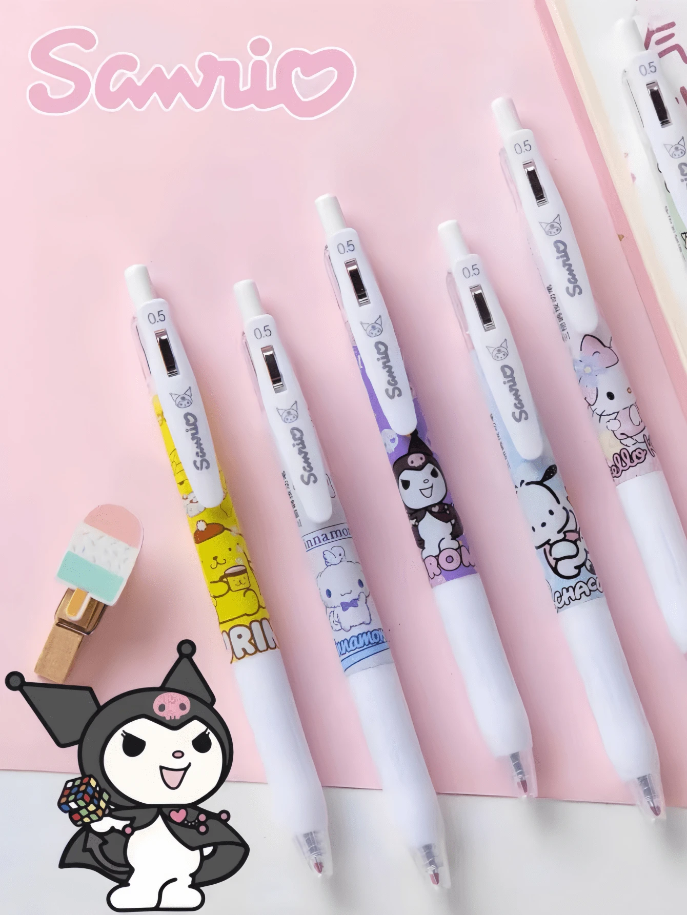 Sanrio 6PCS Sanrio Hello Kitty And Kuromi Children's Cartoon Anime ...