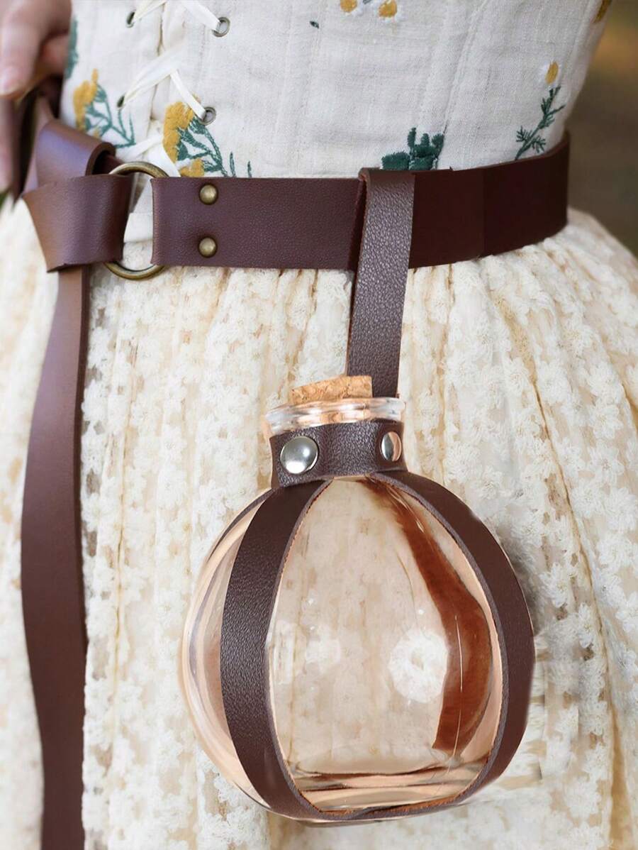 Magic Potion Bottle - Wizard Potions Glass Holder With 3 Cork Stopper And PU Leather Harness ...