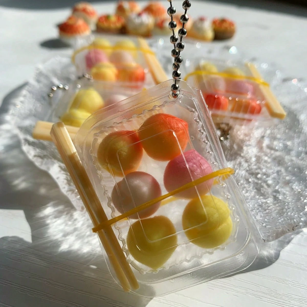 Miniature Fruit Shaped Keychains, Squishy Fruit Toys, Grape, Corn ...