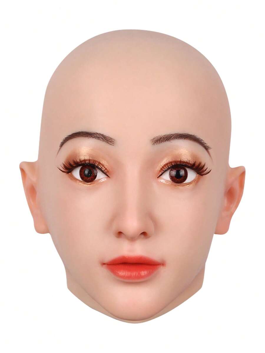 Máscara de cabeça realista de silicone, máscara facial linda e realista ...