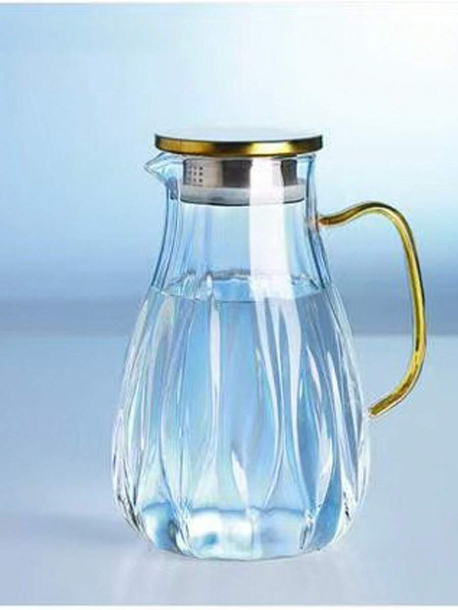 1pc Hammer Texture Glass Cold Water Pitcher, Amber Color Glass Juice ...
