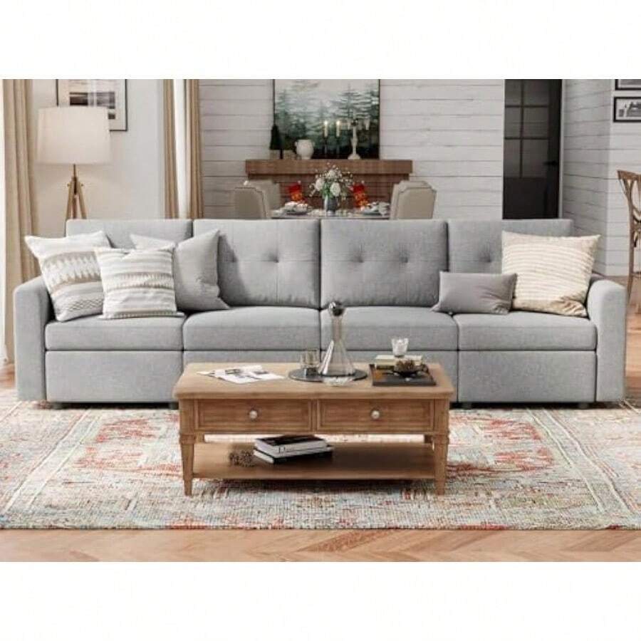 Fabric Sofa Set, Deep Seat Modular Sectional Sofa, Modern Extra Large Sofa Couch With Storage ...