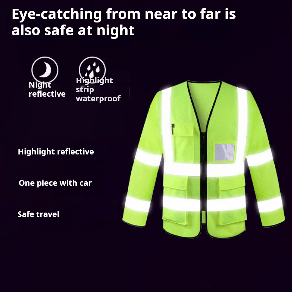 Long Sleeved Reflective Vest Construction Vest Safety Fluorescent ...