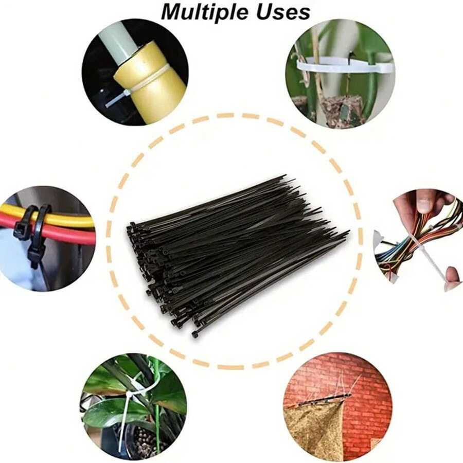 250pcs Cable Zip Ties Heavy Duty 4Inch,6Inch,8Inch, Premium Plastic Wire Ties With 50 Pounds ...