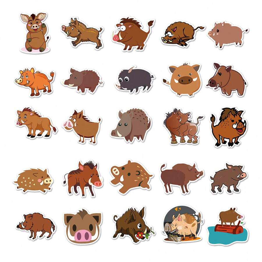 50Pcs Wild Boar Stickers For Laptop Water Bottle Bike Skateboard ...