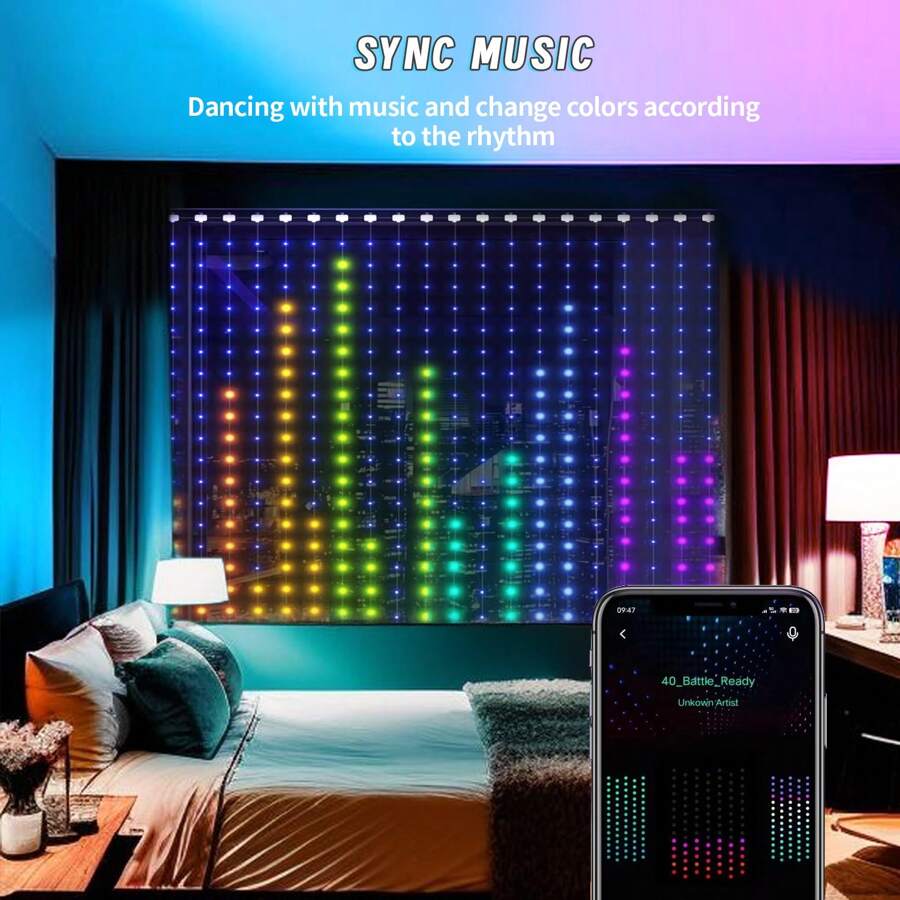 App Control Christmas Smart RGB Pixel Addressable Lights Curtain Indoor ...