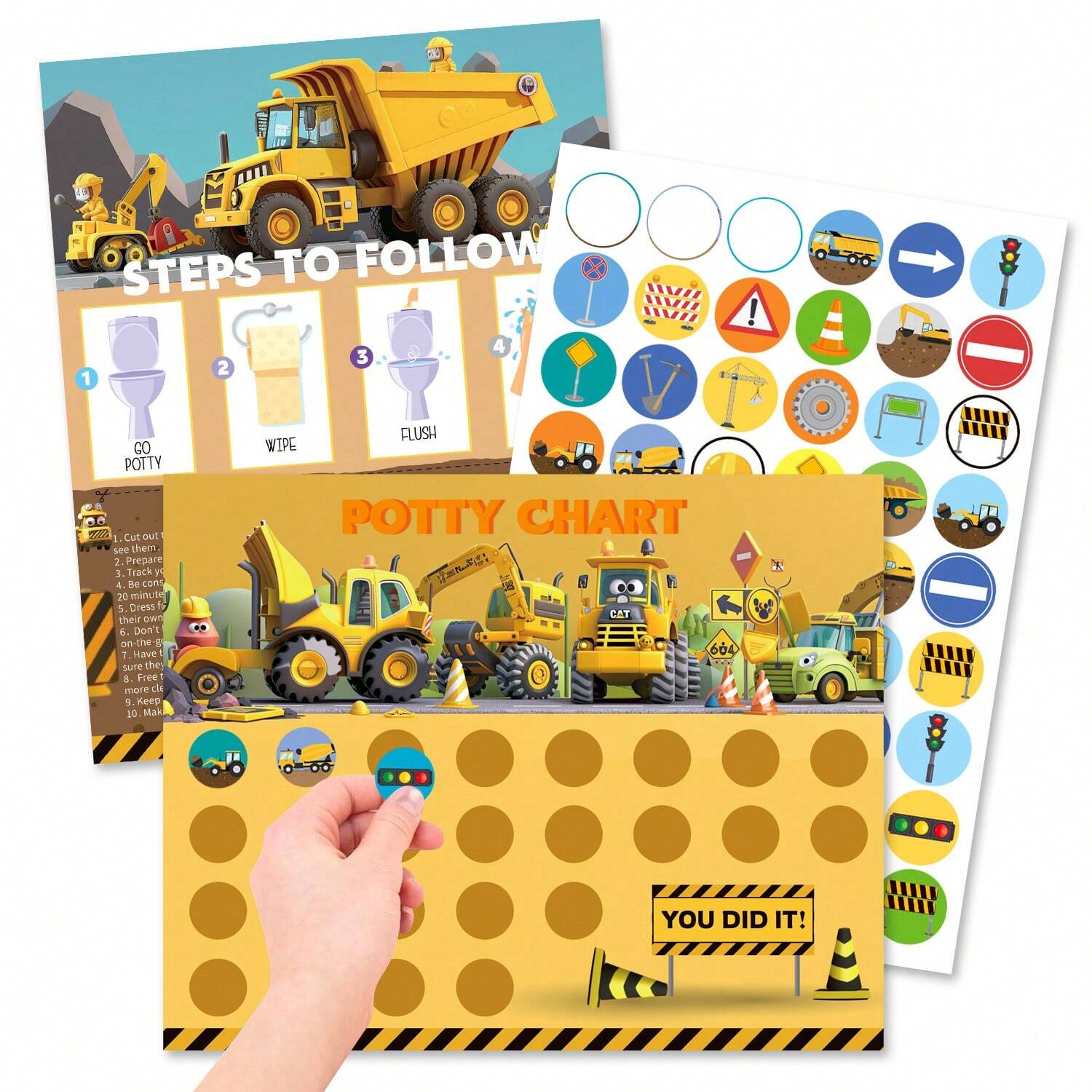 Construction Potty Training Sticker Chart Potty Chart Potty Training ...