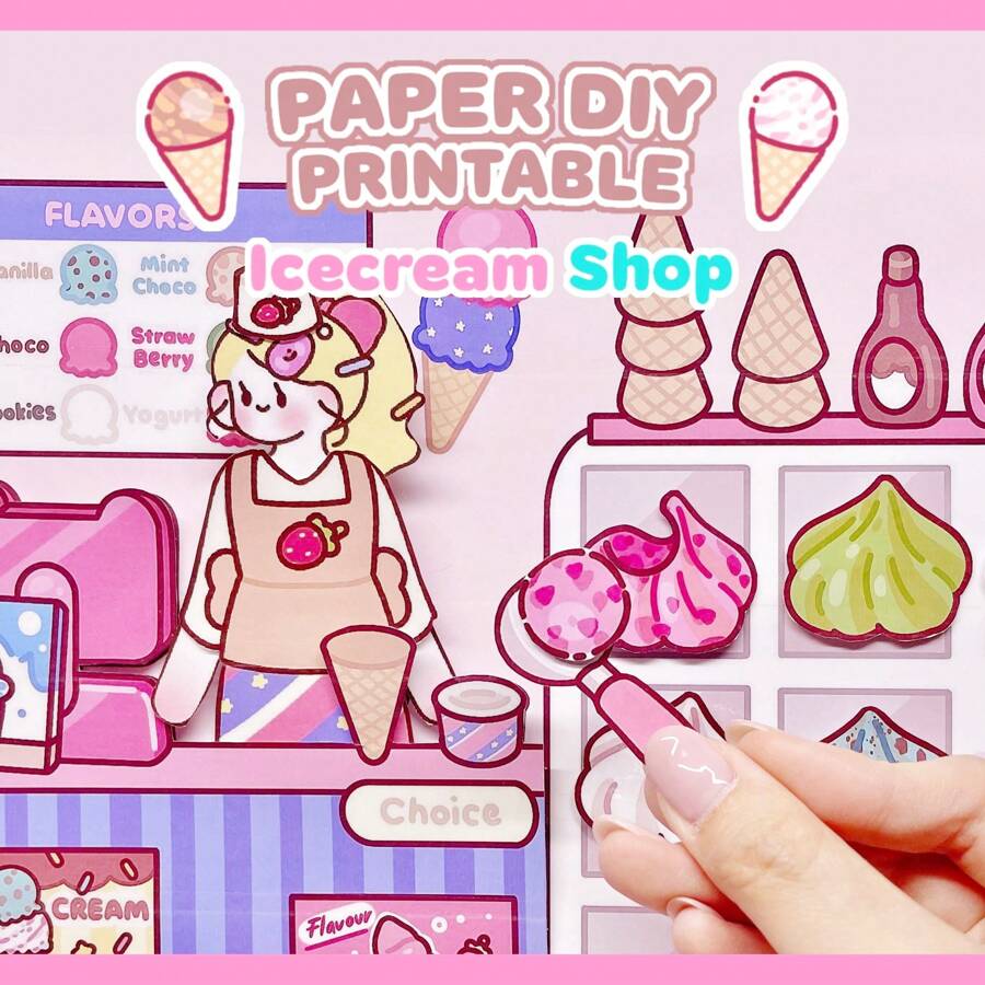 Girl's Cute Ice Cream Shop Simulation Dress Up DIY Quiet Book Craft Kit ...