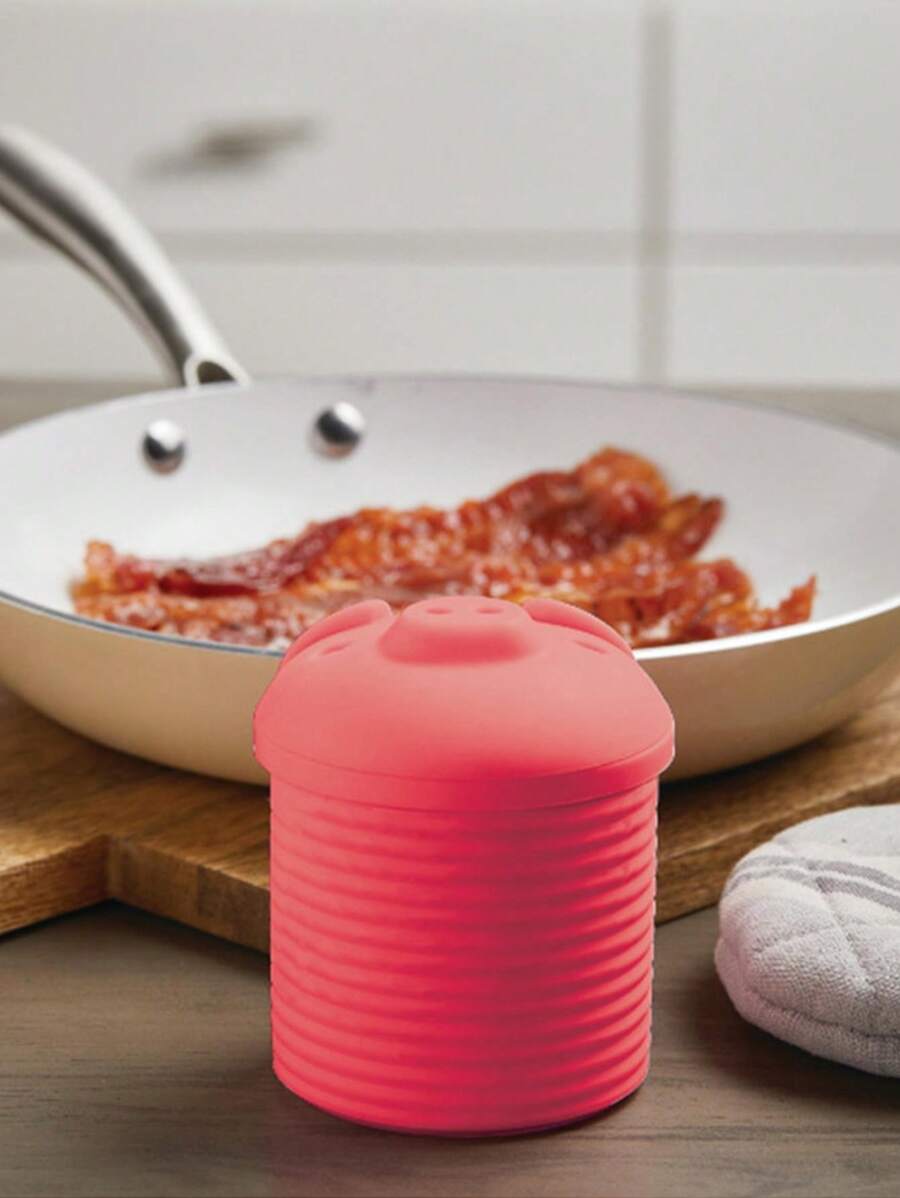 Piggy-Shaped Fat Storage Container, Silicone Bacon Grease Keeper ...