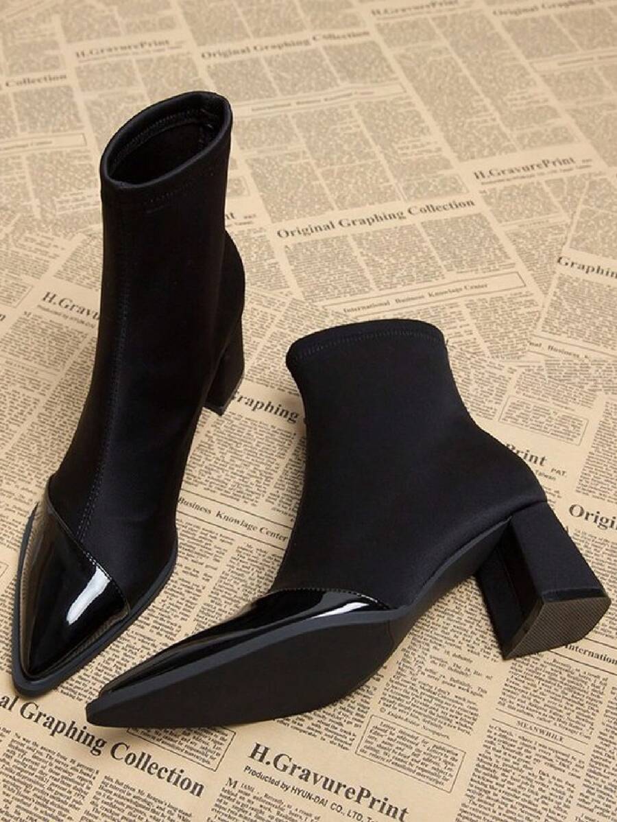 Französischer Stil Plateau-Absatz Elastisch Schlank Passende Stiefel ...