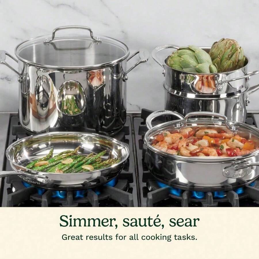Cuisinart 11-Piece Cookware Set, Chef's Classic Stainless Steel ...