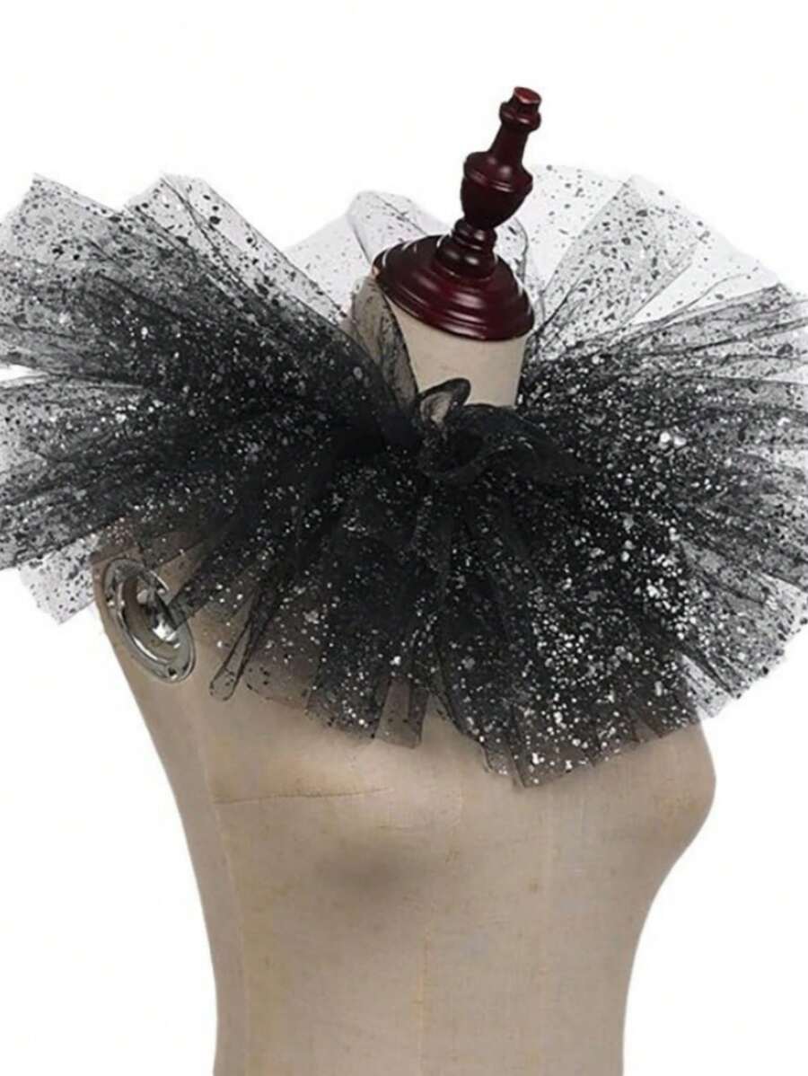 1pc Clown Collar Metallic Print Ruffled Detachable Vampire Costume Neck ...