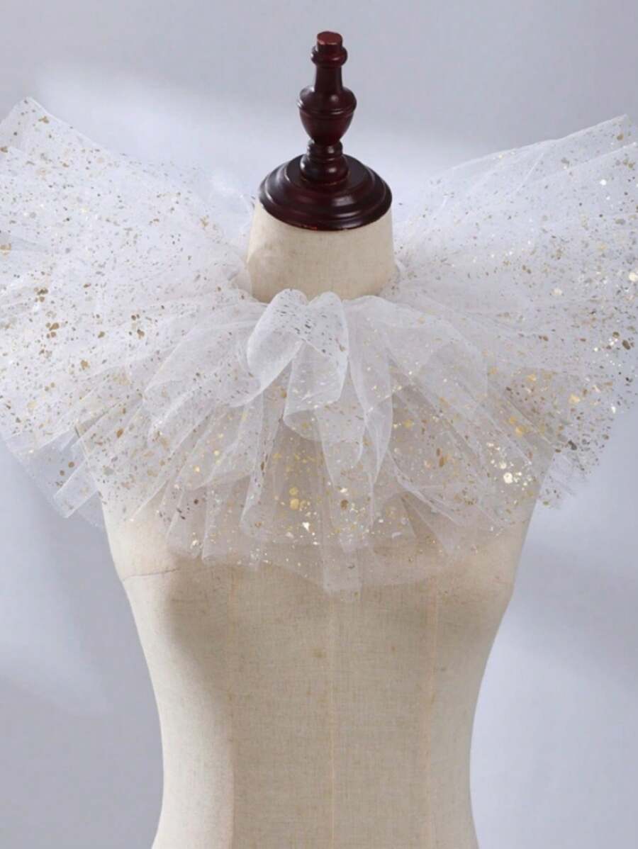 1pc Clown Collar Metallic Print Ruffled Detachable Vampire Costume Neck ...