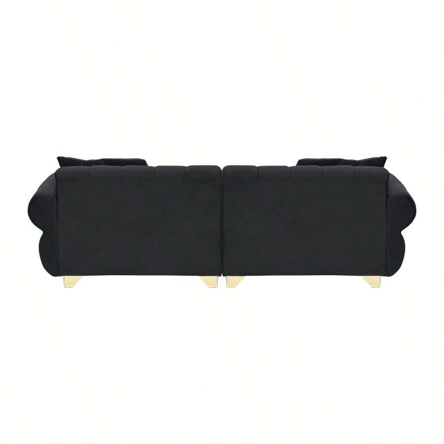 89-Inch Spring-Wrapped Cushions 3 Flannelette Sofas Stylish Metal Feet ...