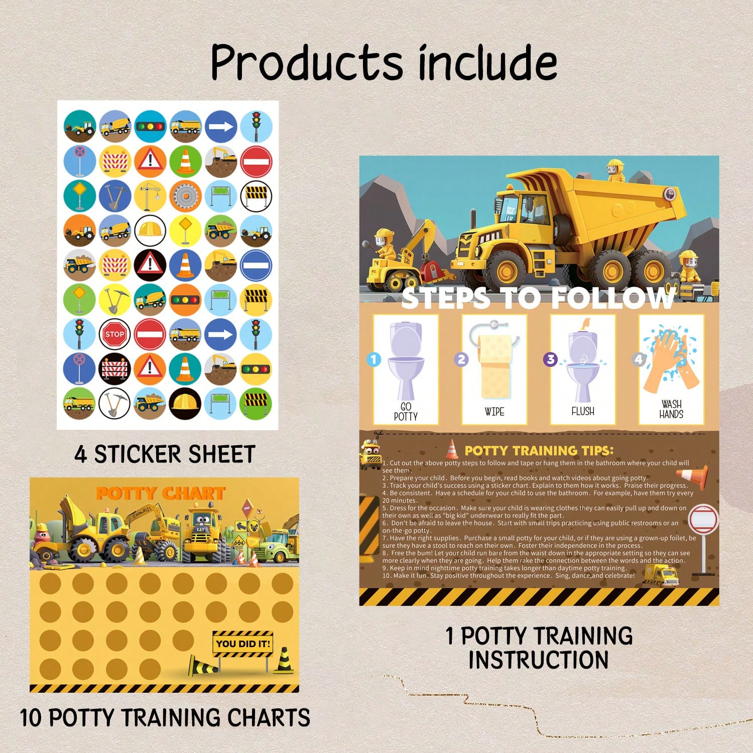 Construction Potty Training Sticker Chart Potty Chart Potty Training ...
