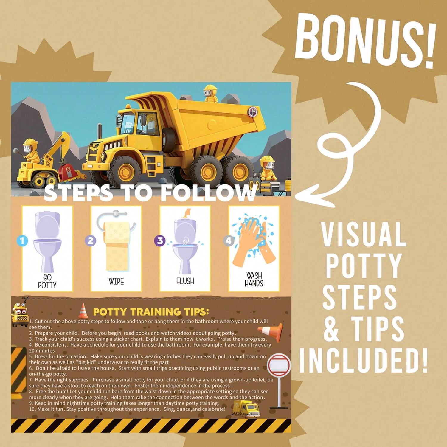 Construction Potty Training Sticker Chart Potty Chart Potty Training ...