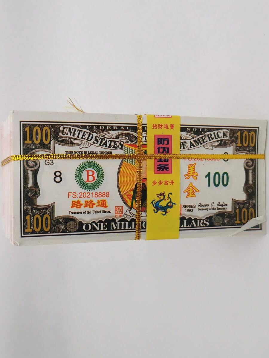 10 Packs Of $100 Replica Paper Money, Universal Joss Paper Ingot ...