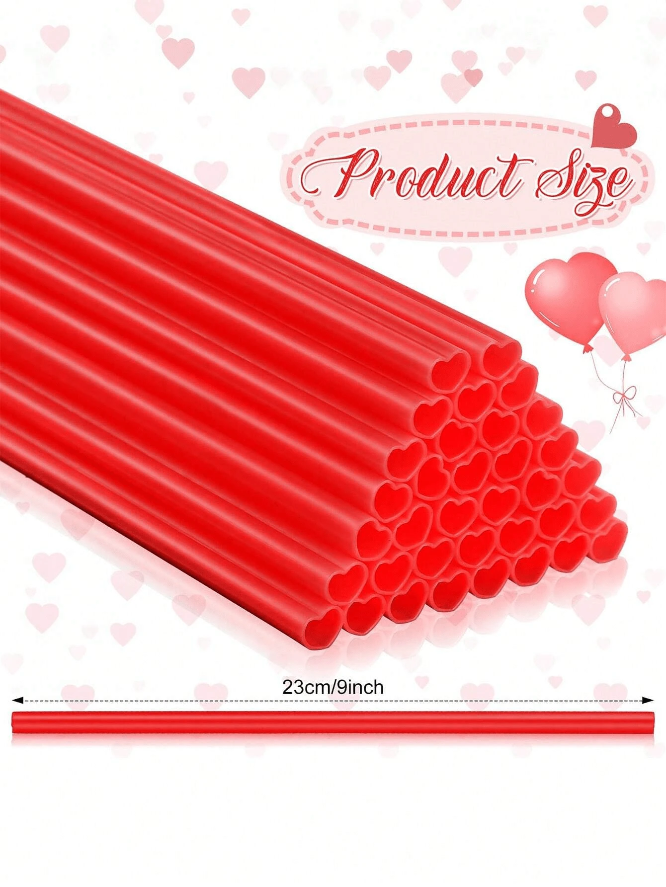 50pieces/Pack Pink/Red Reusable Heart Design Straws For Drinking ...
