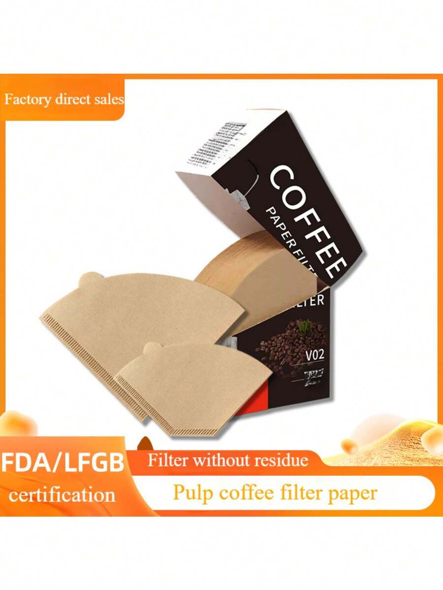 V02 Coffee Filter Paper, Cone-Shaped Drip Coffee Filter Papers, Wooden ...