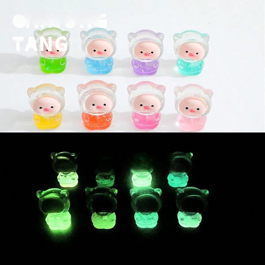 New Cartoon 3D Glow-In-The-Dark Transparent Pocket Pig Decorations, 8 ...