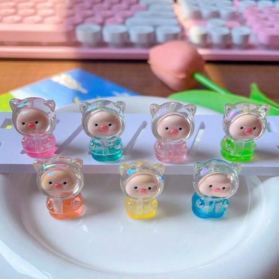 New Cartoon 3D Glow-In-The-Dark Transparent Pocket Pig Decorations, 8 ...