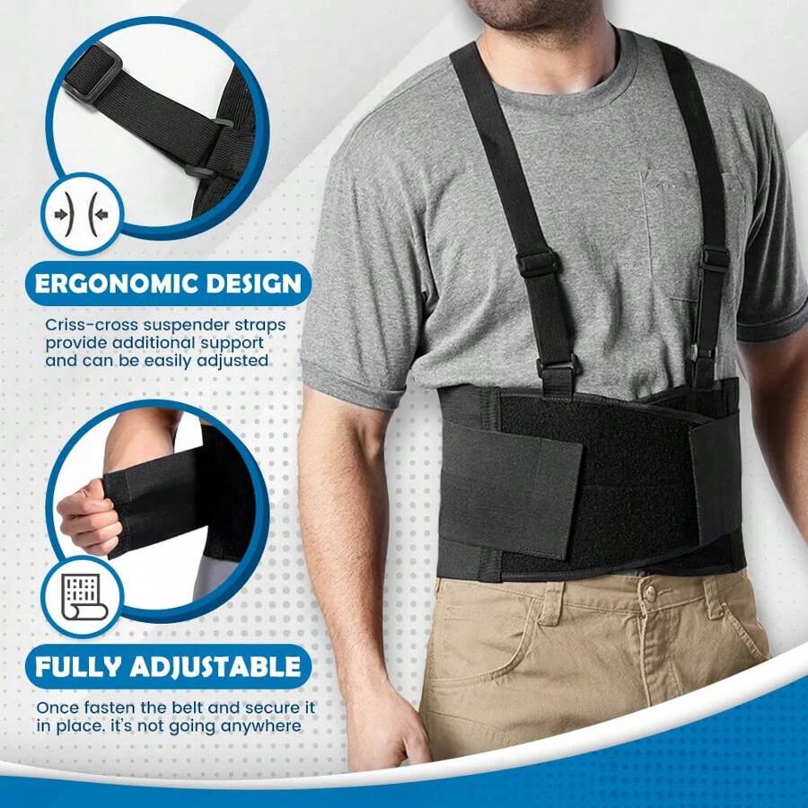 Back Brace Lumbar Support Belt With Suspenders, Adjustable Back Support Belt For Men & Women ...
