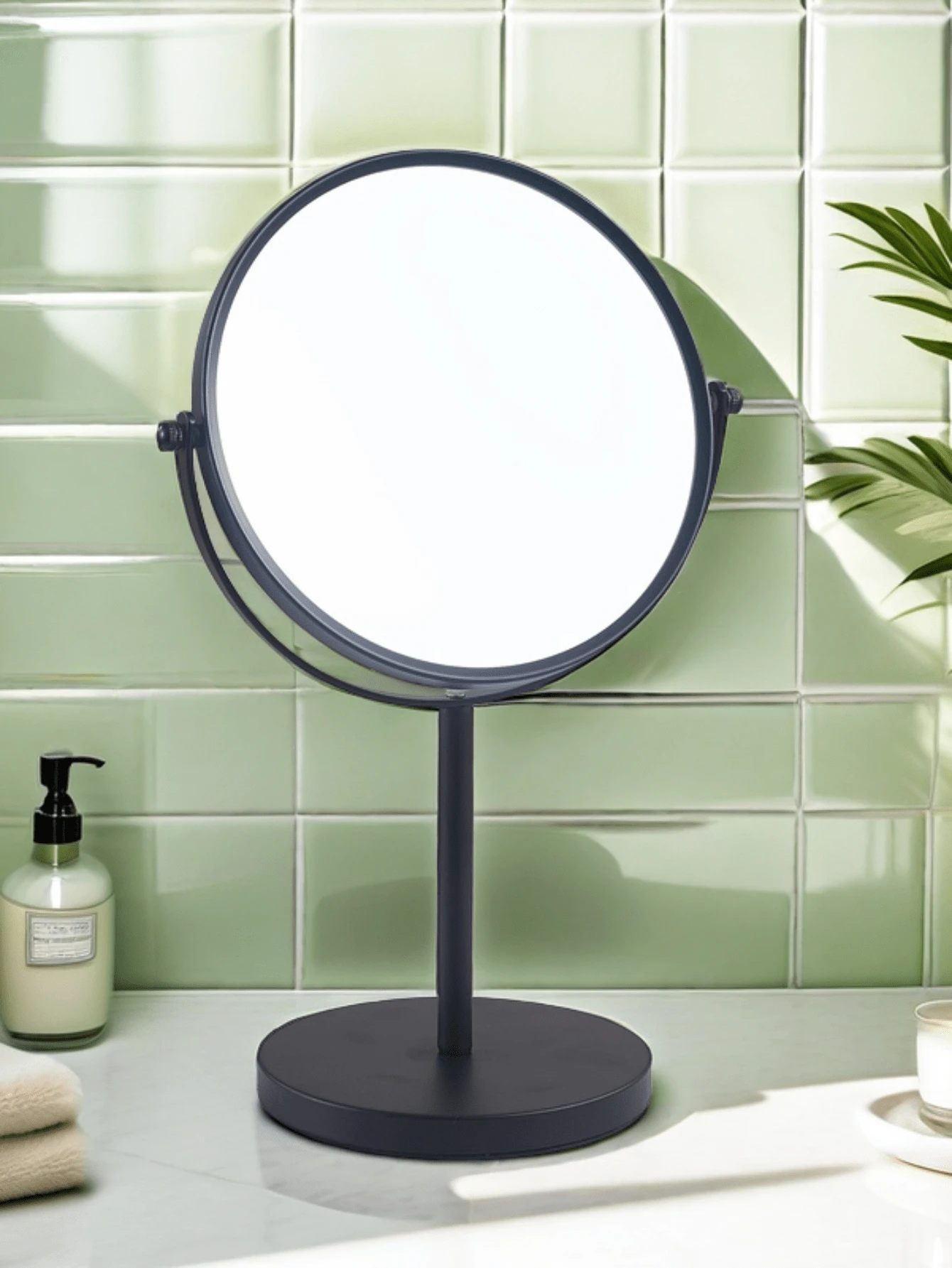 8-Inch Dual-Sided Rotating Vanity Mirror, Ins Style, Black Tabletop ...