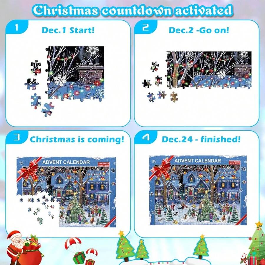 Puzzle-Adventskalender 2024 - Weihnachts-Adventskalender 2024, Adventskalender-Puzzle 1008 pezzi ...