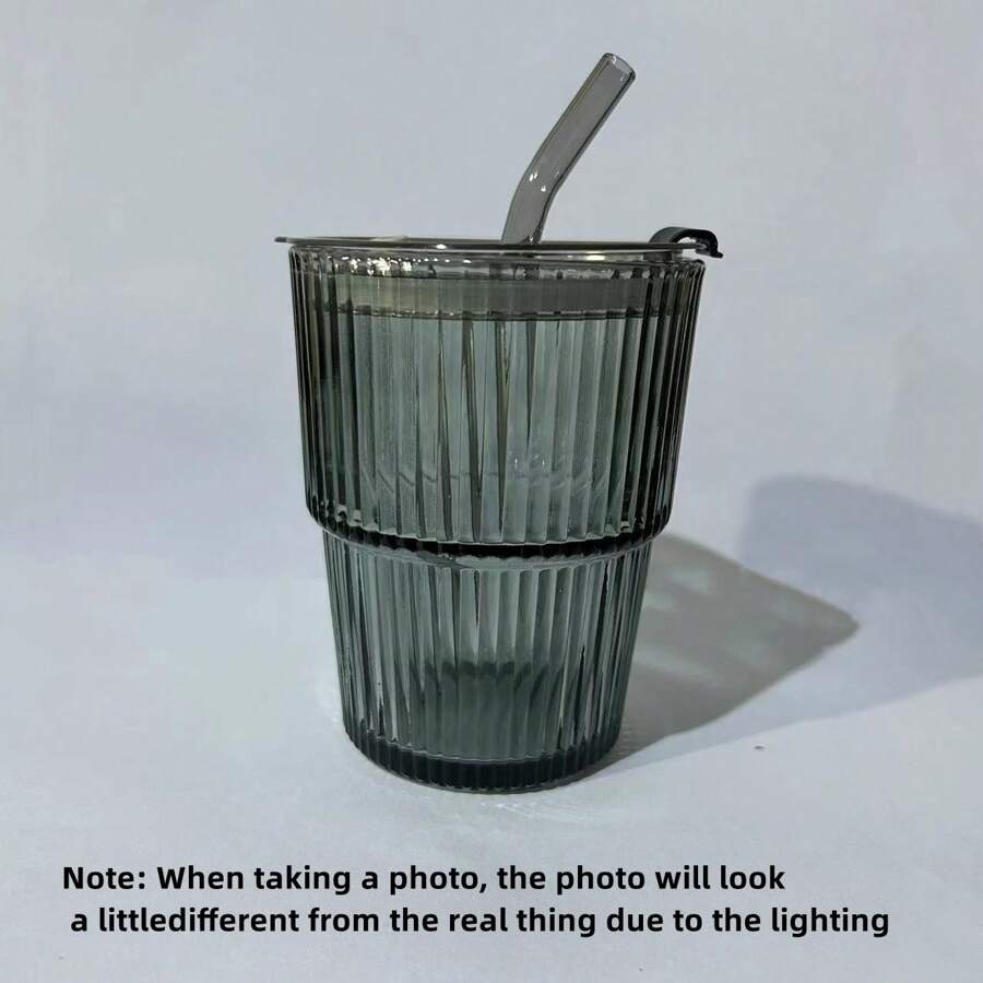 1pc Fashionable Striped Glass Cup, High Quality Glass Drinking Cup With ...