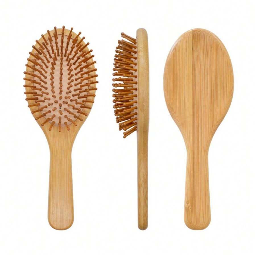 zking 1pc Air Cushion Hair Brush, Bamboo Bristle Smooth Hair Paddle Brush, For Scalp Massage ...