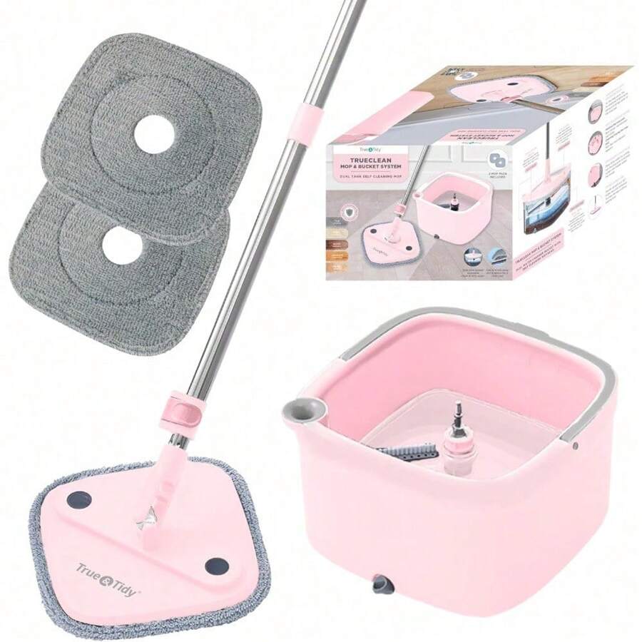 True & Tidy True Clean Mop And Bucket System, Includes Square Spin Mop ...