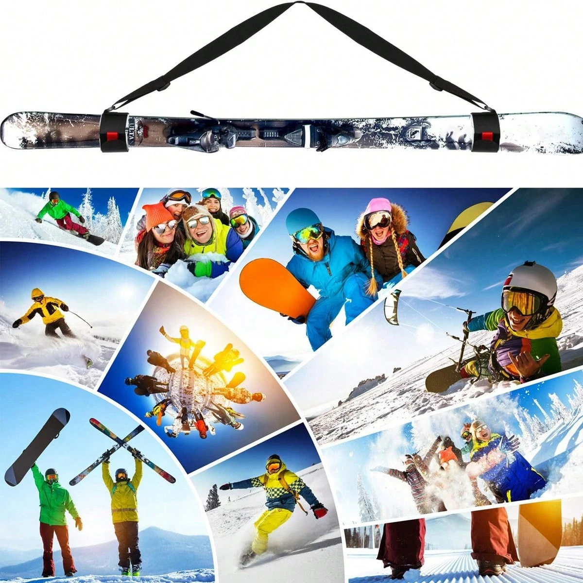 Adjustable Shoulder Strap Ski Carry Sling, With Cushioned Clips And ...