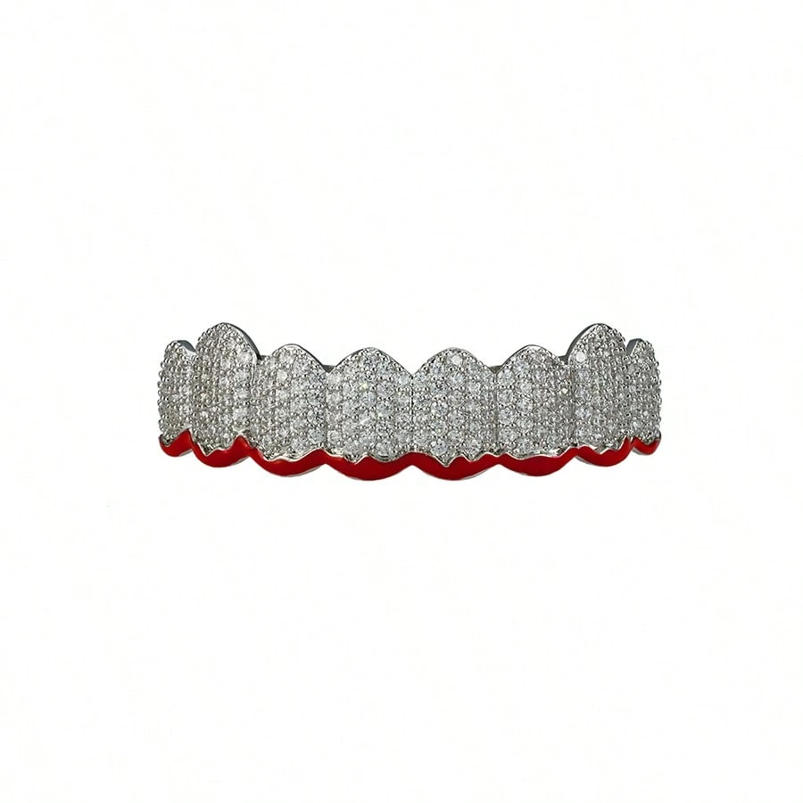 Hip Hop Shiny Copper Zirconia Red Dripping Oil Braces Unisex Upper And ...