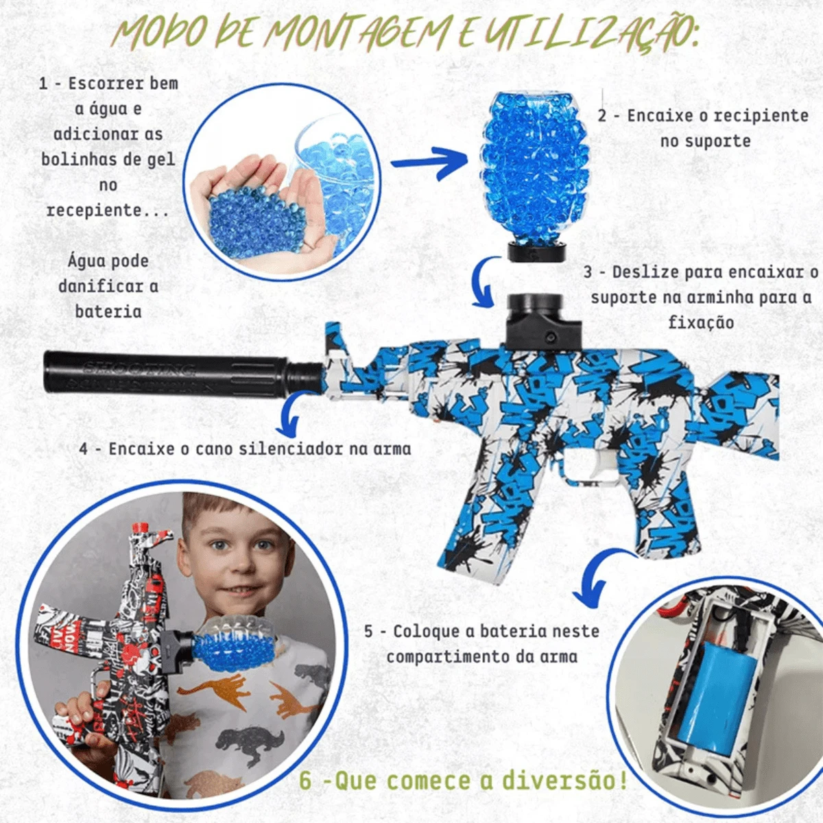 Gel Ball Gun Toy Electric Automatic Children's Toy Gun Ball Launcher ...