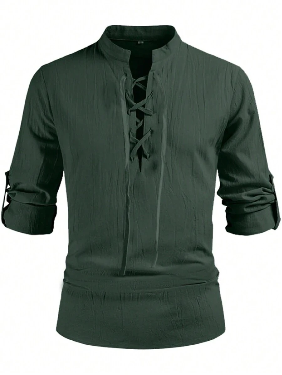 Men's Retro Style Lace Up Long Sleeve Shirts For Medieval,Pirate ...